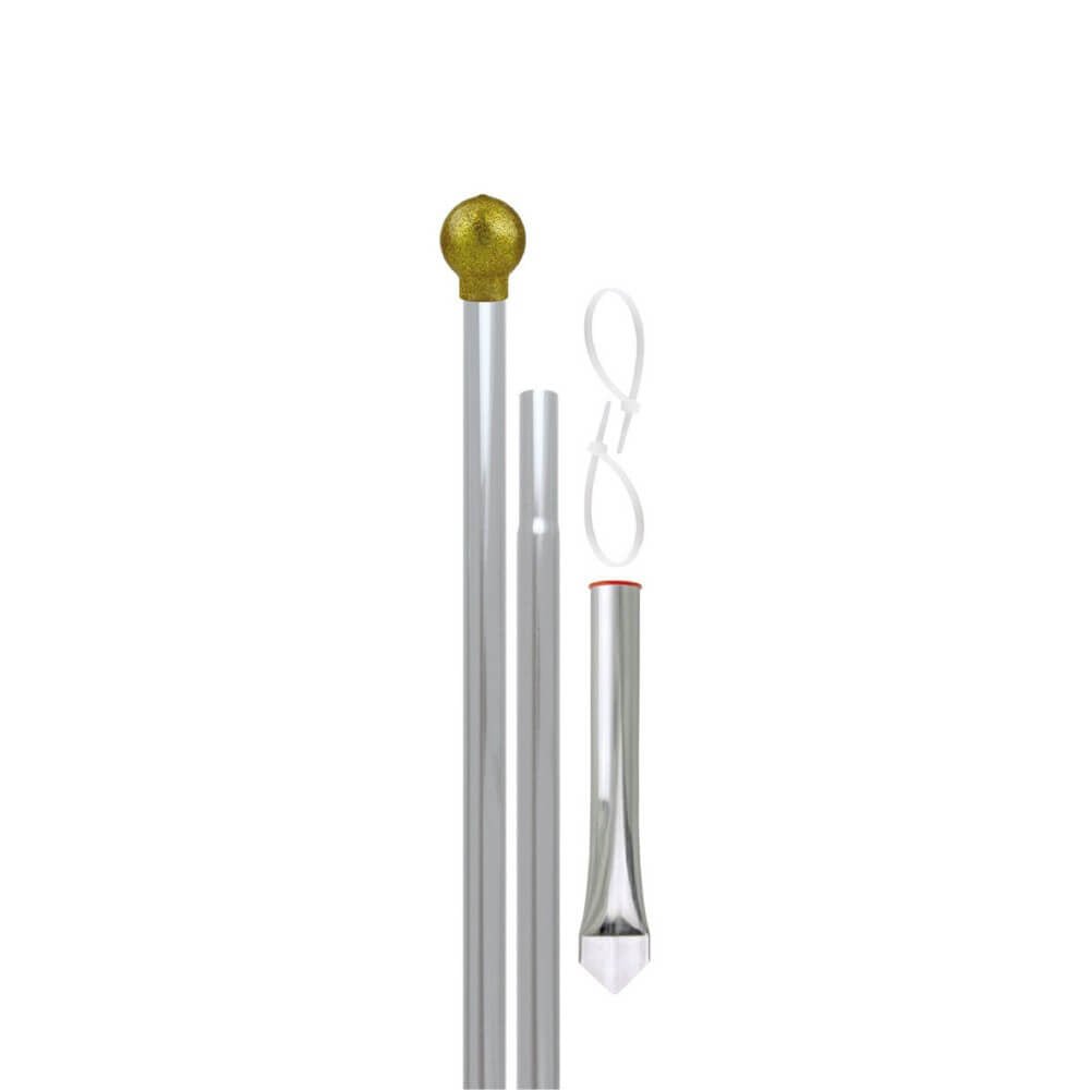 Silver Aluminum Display Pole Set - 2 Sections - Buy Now | Action Flag